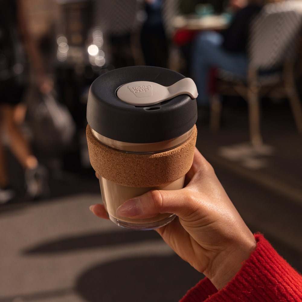 KeepCup Brew Cork 12oz Press | Glass Reusable Coffee Cup
