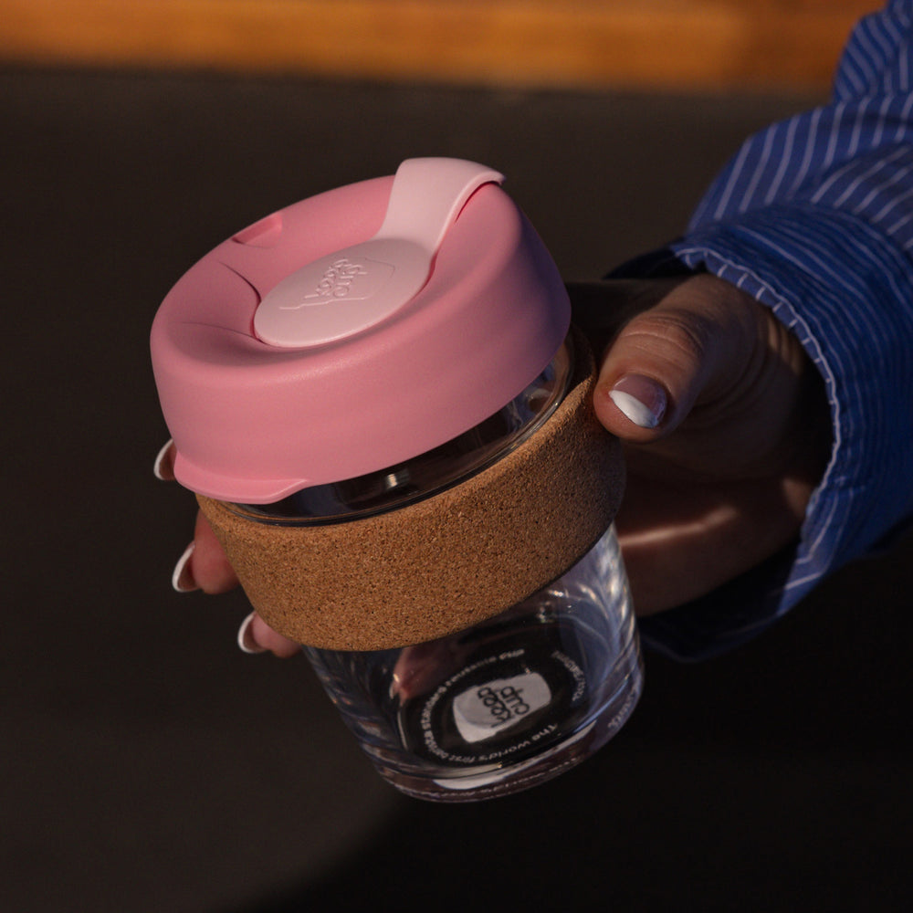 KeepCup Brew Cork | Reusable Glass Coffee Cup 12oz Pashmak Pink | Glass ...