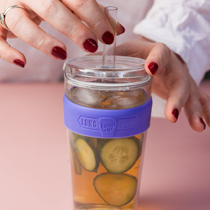 KeepCup Cold Cup Longplay | Boba Straw Glass Cup | Indigo